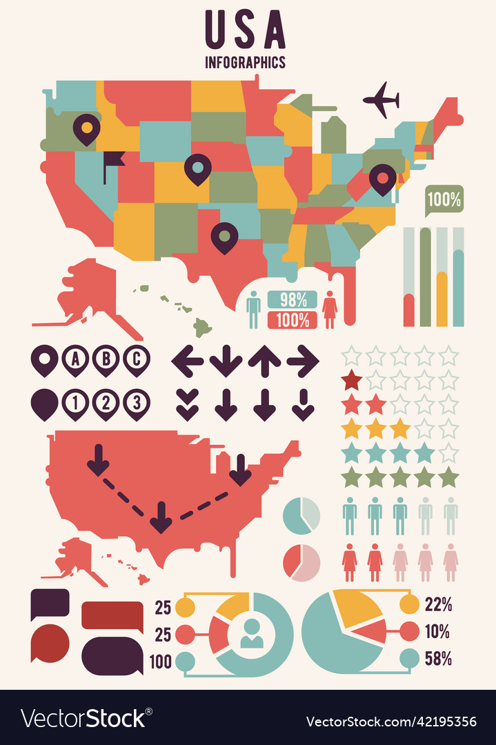 United states of america usa map Royalty Free Vector Image