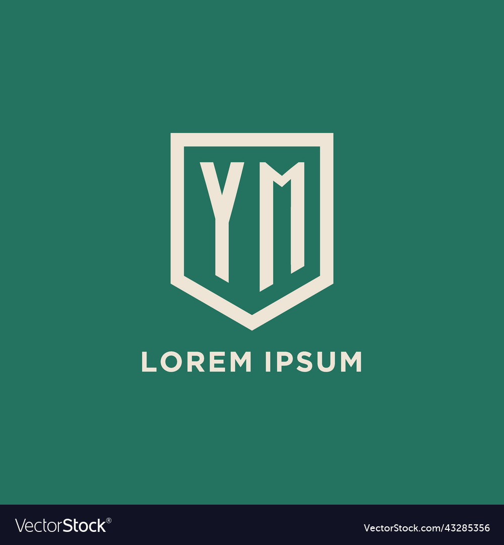 Ym initial logo monogram shield geometric shape Vector Image