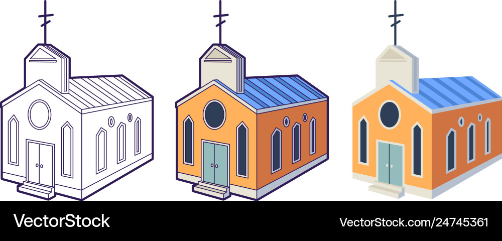 Church icon hand drawn christian Royalty Free Vector Image