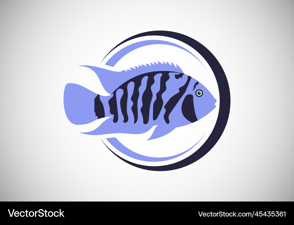 Cichlid fish in a circle fish logo design Vector Image