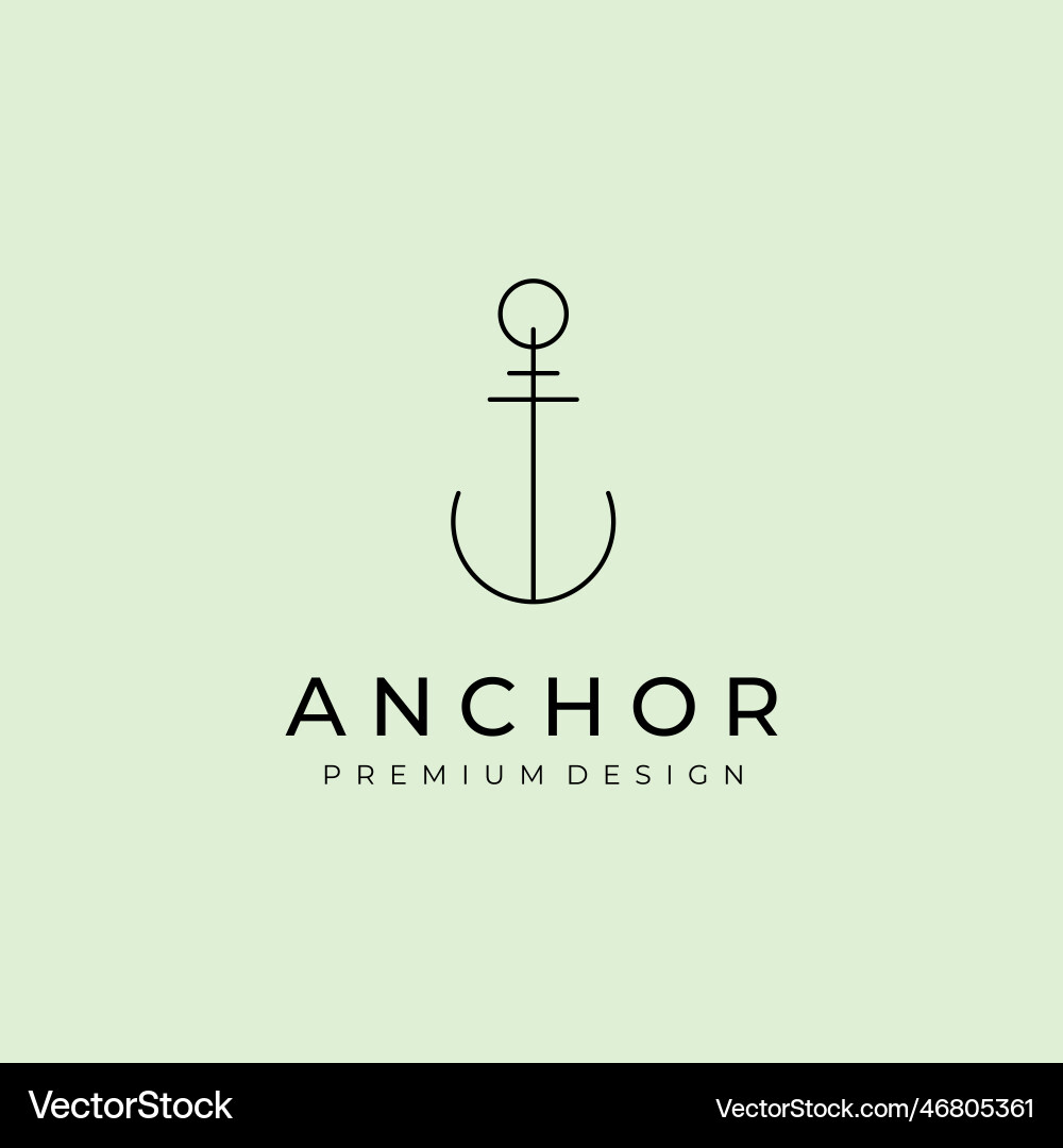 Cross anchor line art logo design Royalty Free Vector Image