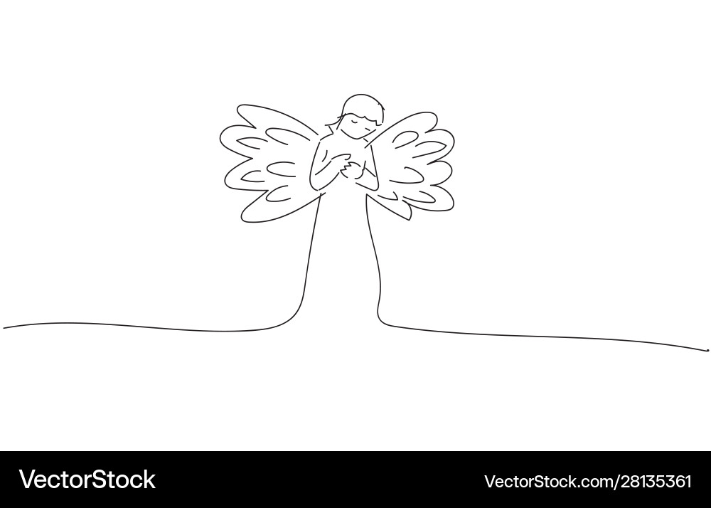 Drawing sketch a monochrome angel design Vector Image