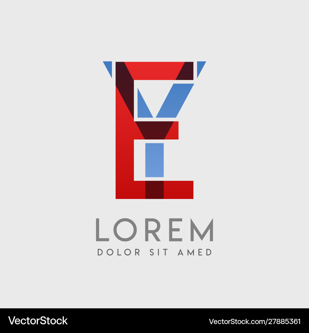 Ey logo letters with blue and red gradation Vector Image