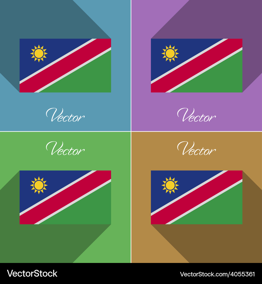Flags namibia set of colors flat design and long Vector Image