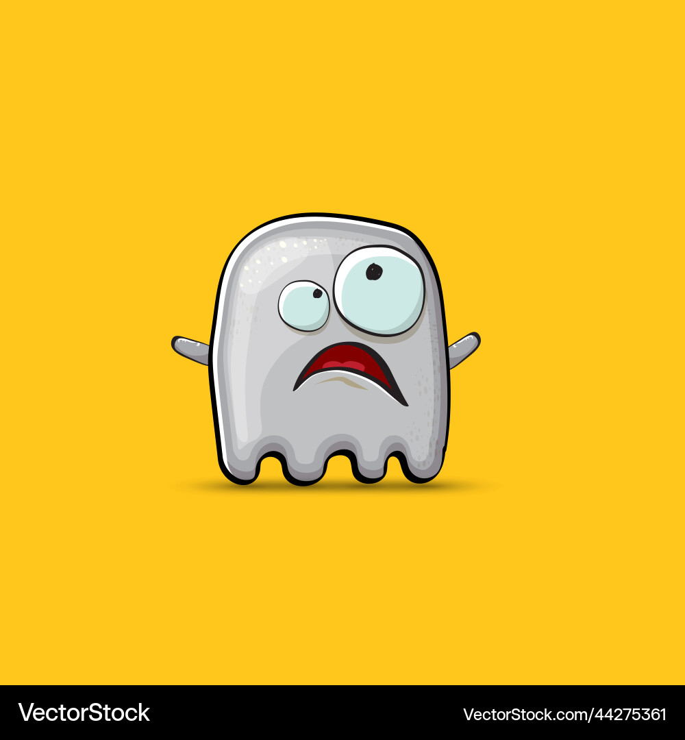 Funny cute smiling grey ghost monster isolated Vector Image