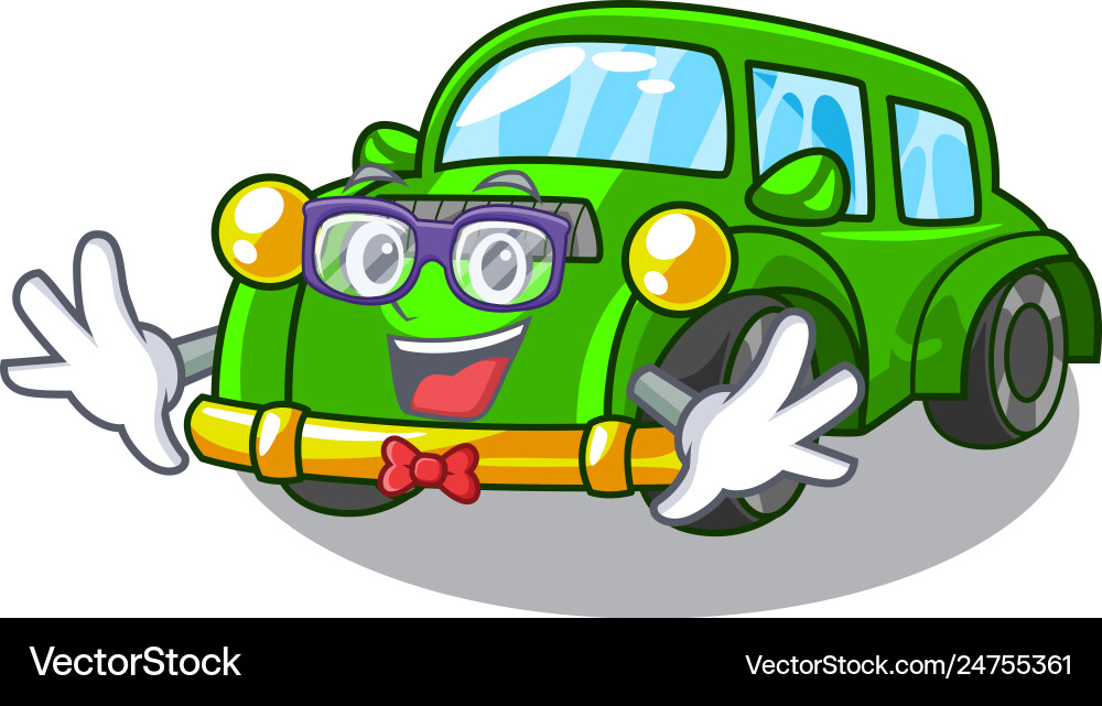 Geek miniature classic car in shape characters Vector Image