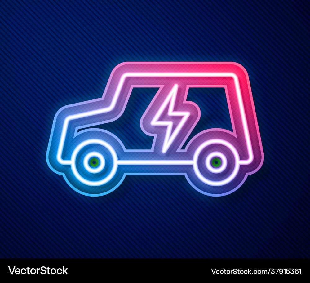 Glowing neon line electric car and electrical Vector Image