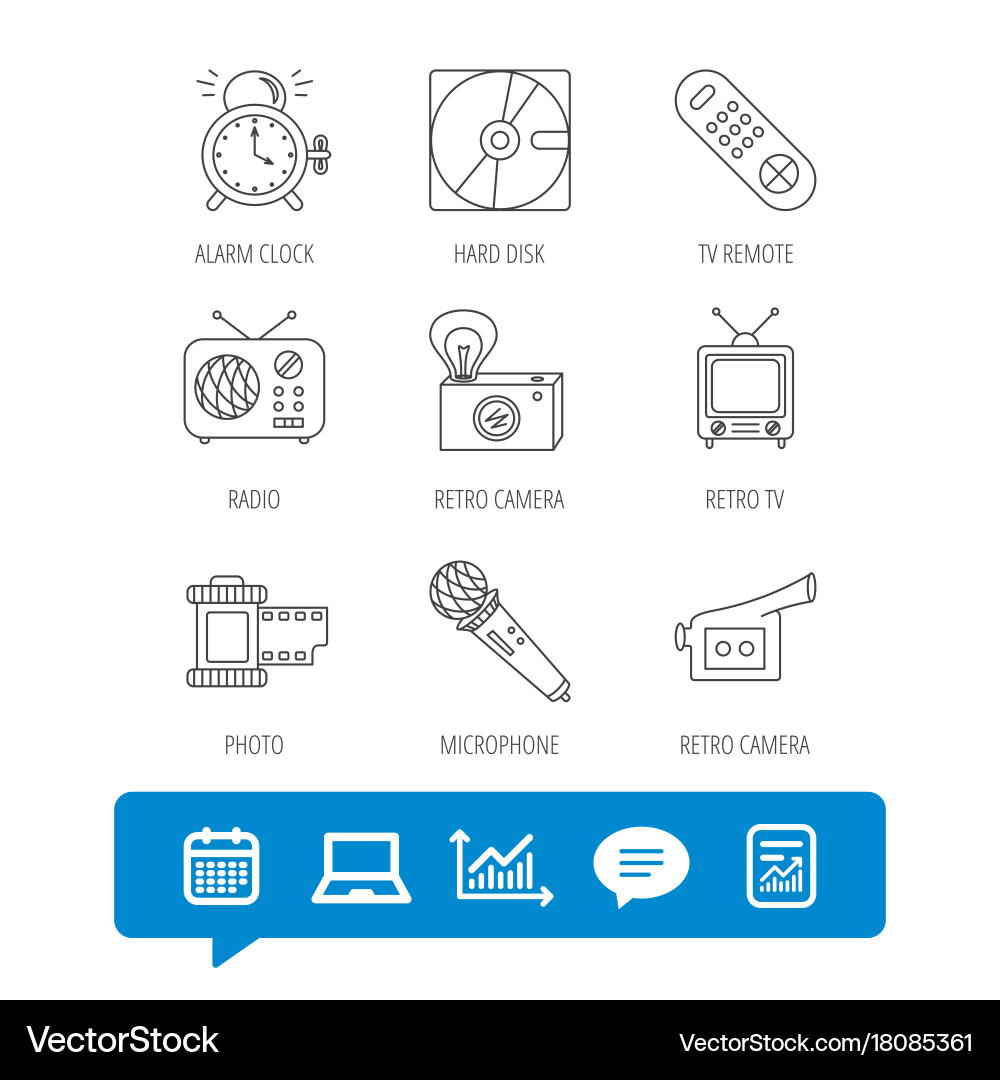 Microphone video camera and photo icons Royalty Free Vector