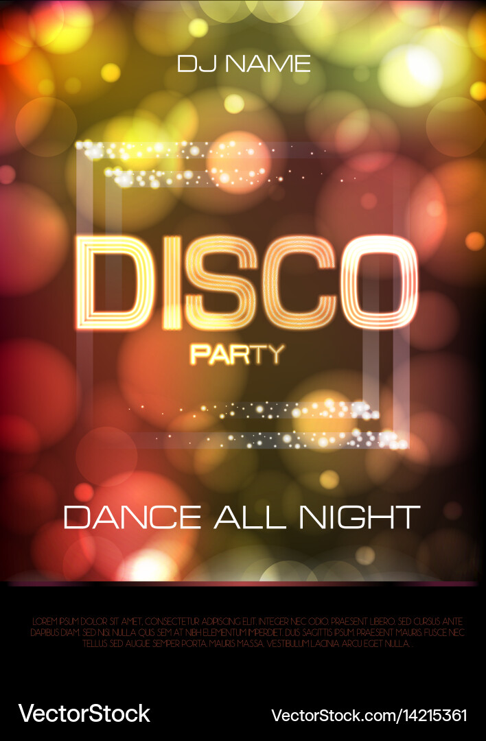 Neon sign disco party poster Royalty Free Vector Image