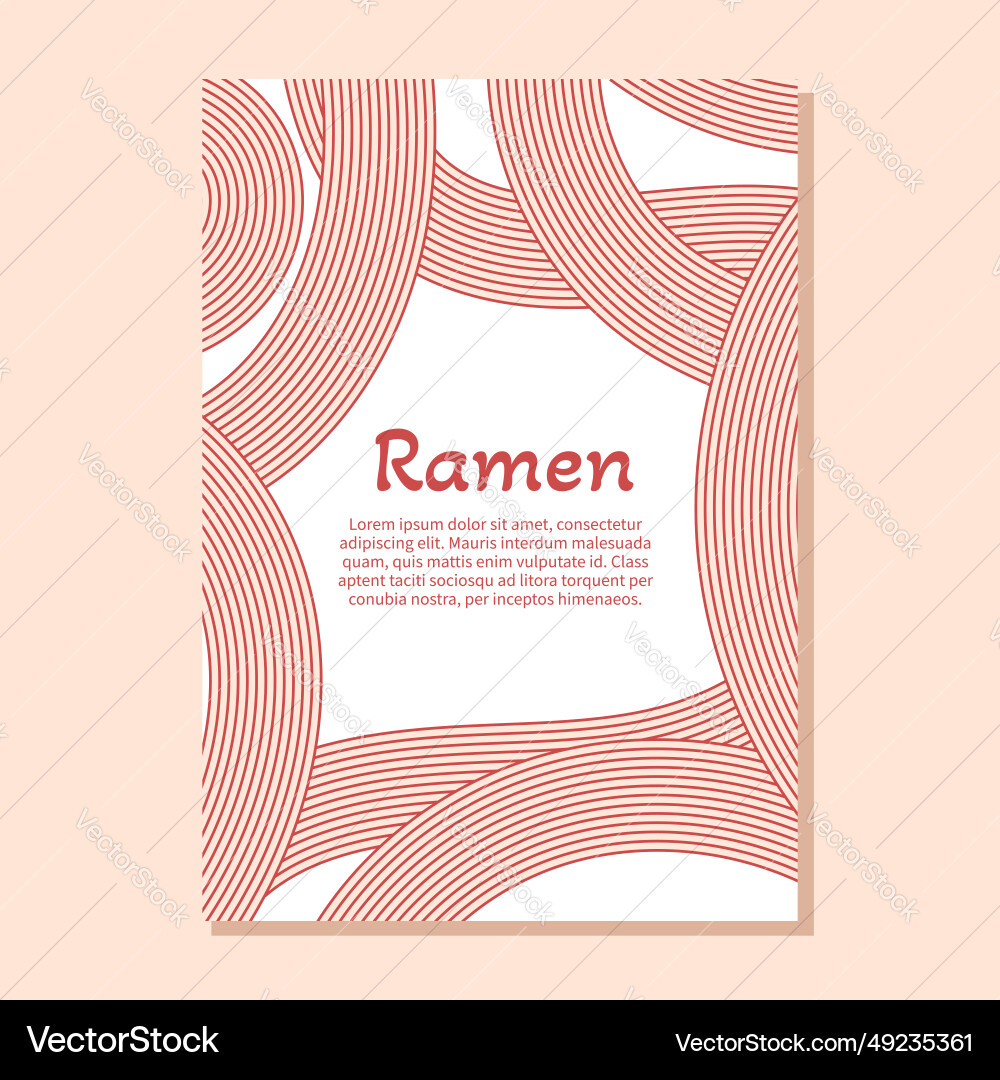 Ramen noodle red texture poster template japanese Vector Image