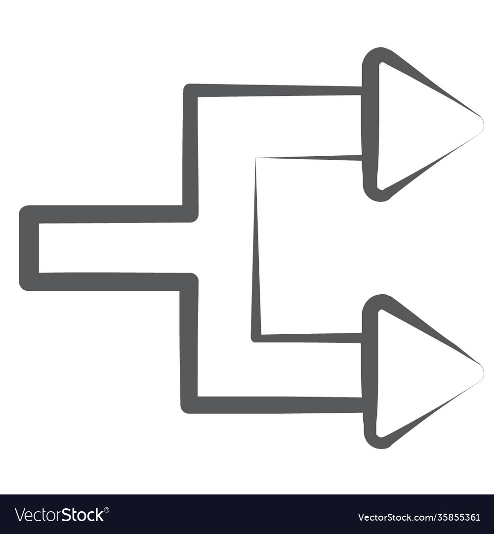 Split road arrows Royalty Free Vector Image - VectorStock