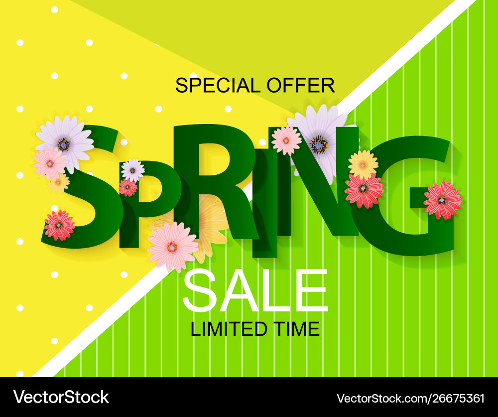 Spring sale cute background with flowers Vector Image