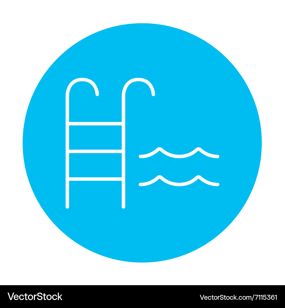 Swimming pool with ladder line icon Royalty Free Vector