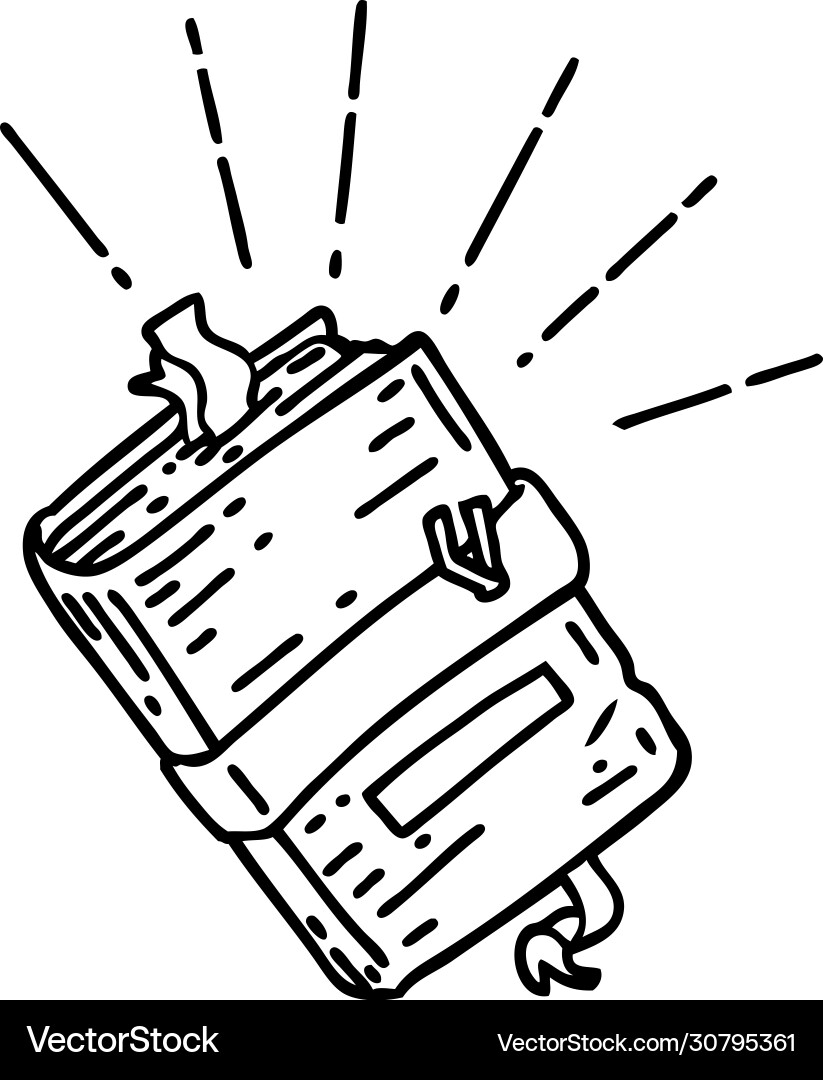 Traditional black line work tattoo style old Vector Image