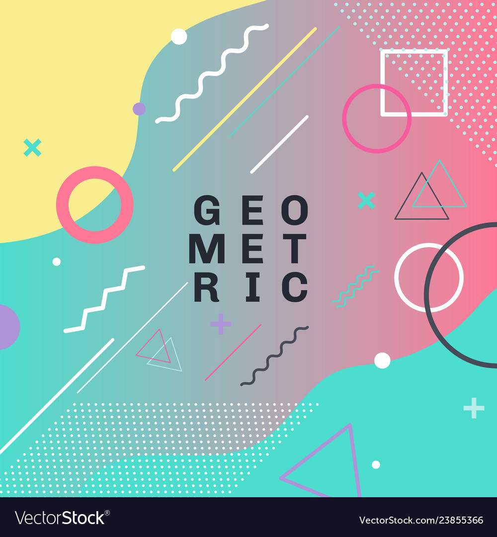 Abstract Colorful Geometric Shapes And Forms Vector Image