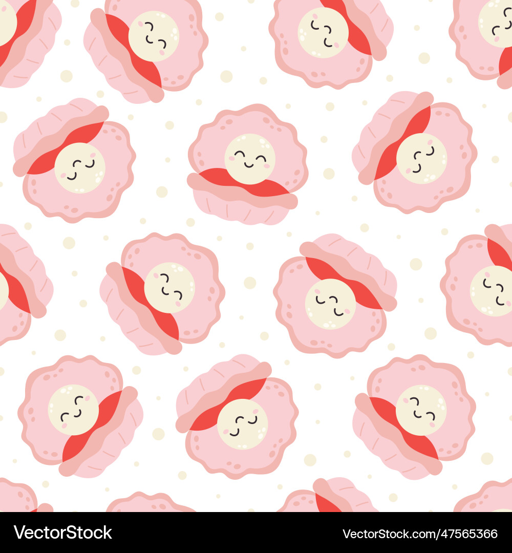 Cartoon seamless pattern of cute shell with pearl Vector Image