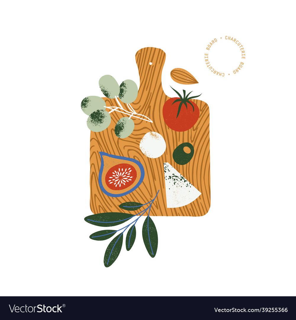 Charcuterie board appetizers board Royalty Free Vector Image