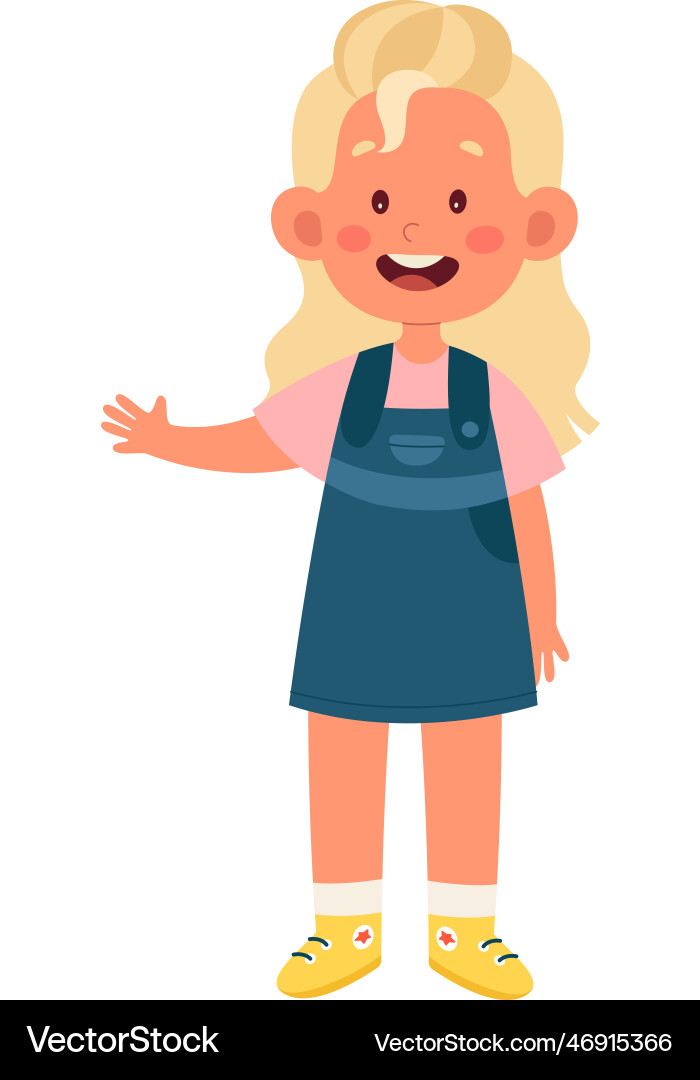 Child girl waving Royalty Free Vector Image - VectorStock