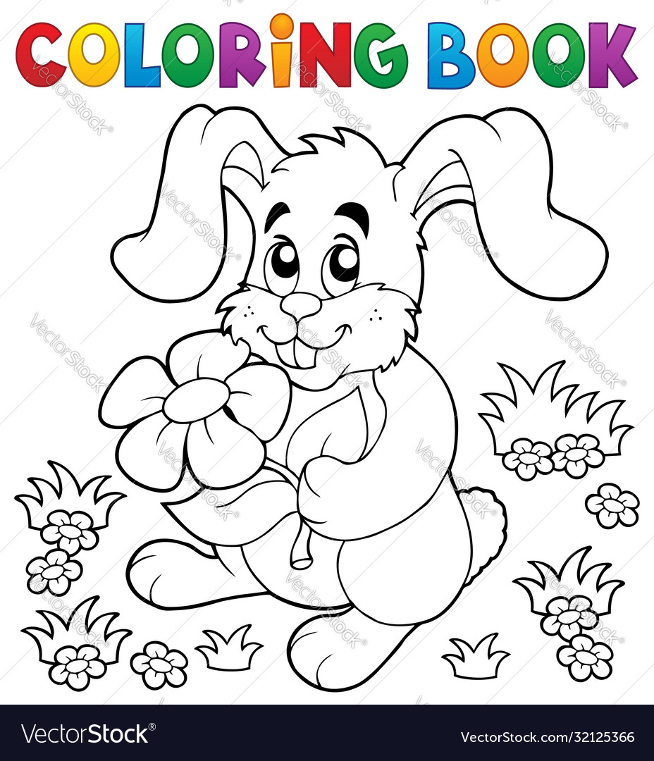 Coloring book easter rabbit theme 3 Royalty Free Vector