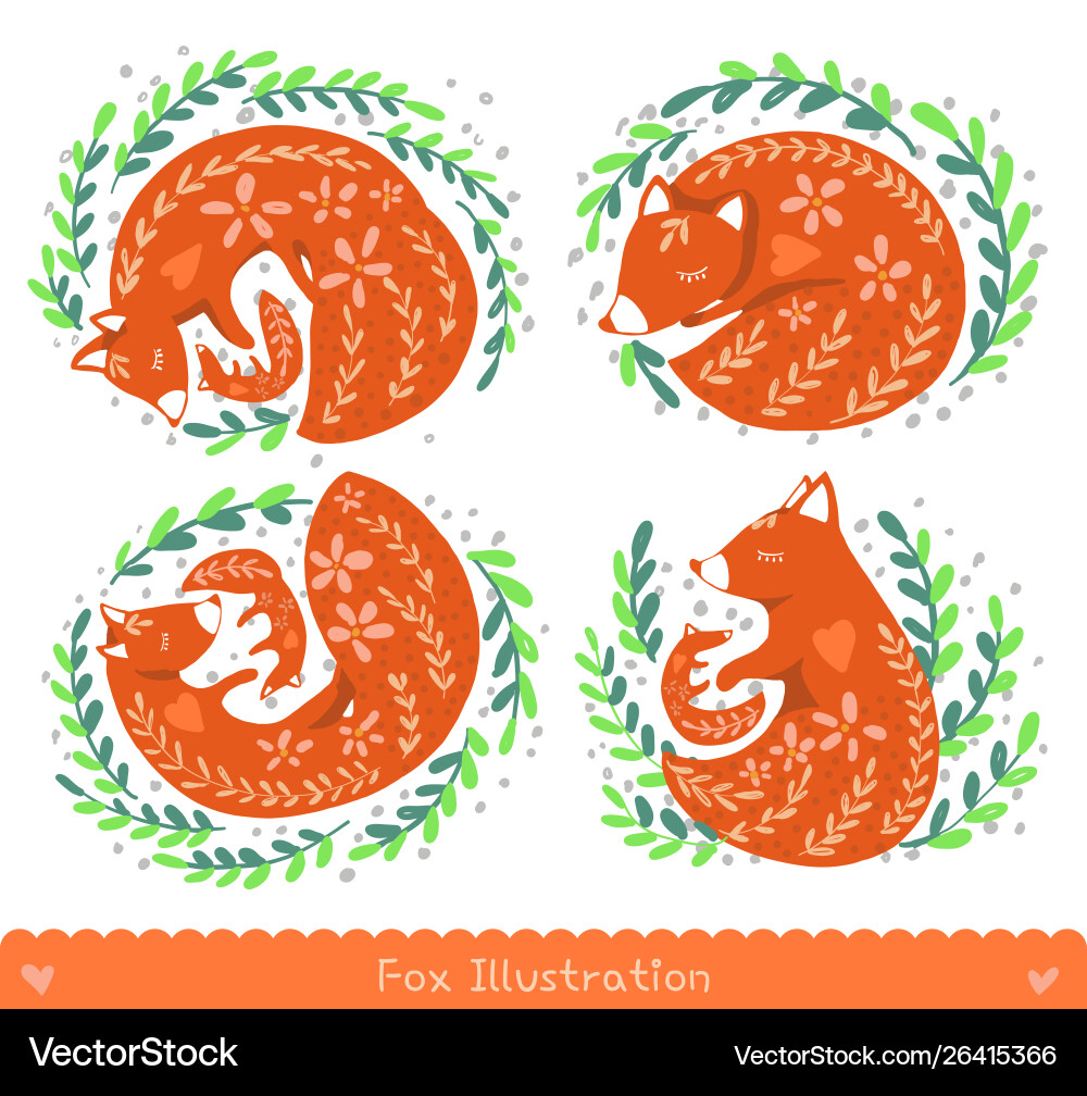 Cute cartoon foxes Royalty Free Vector Image - VectorStock