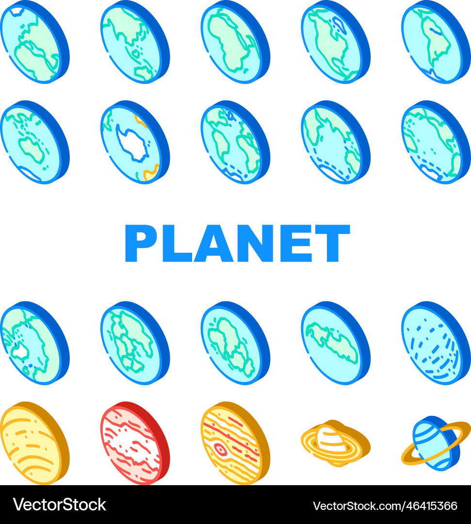 Earth world globe planet icons set Royalty Free Vector Image