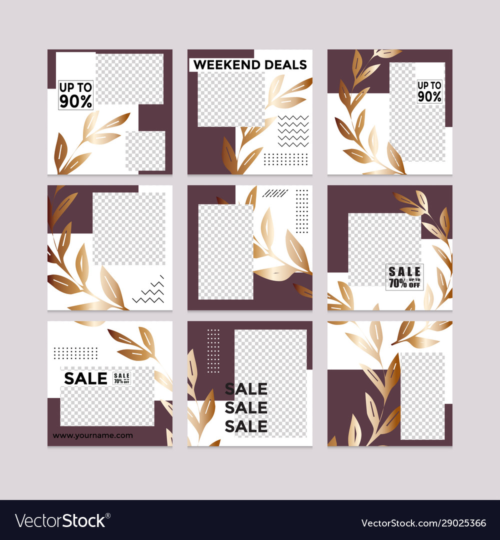 Editable square social network template Royalty Free Vector