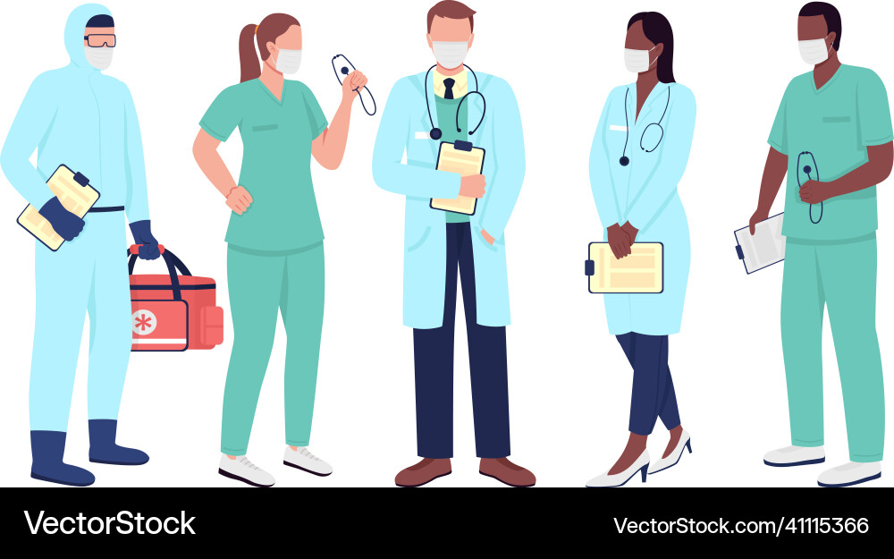 Healthcare workers flat color faceless character Vector Image