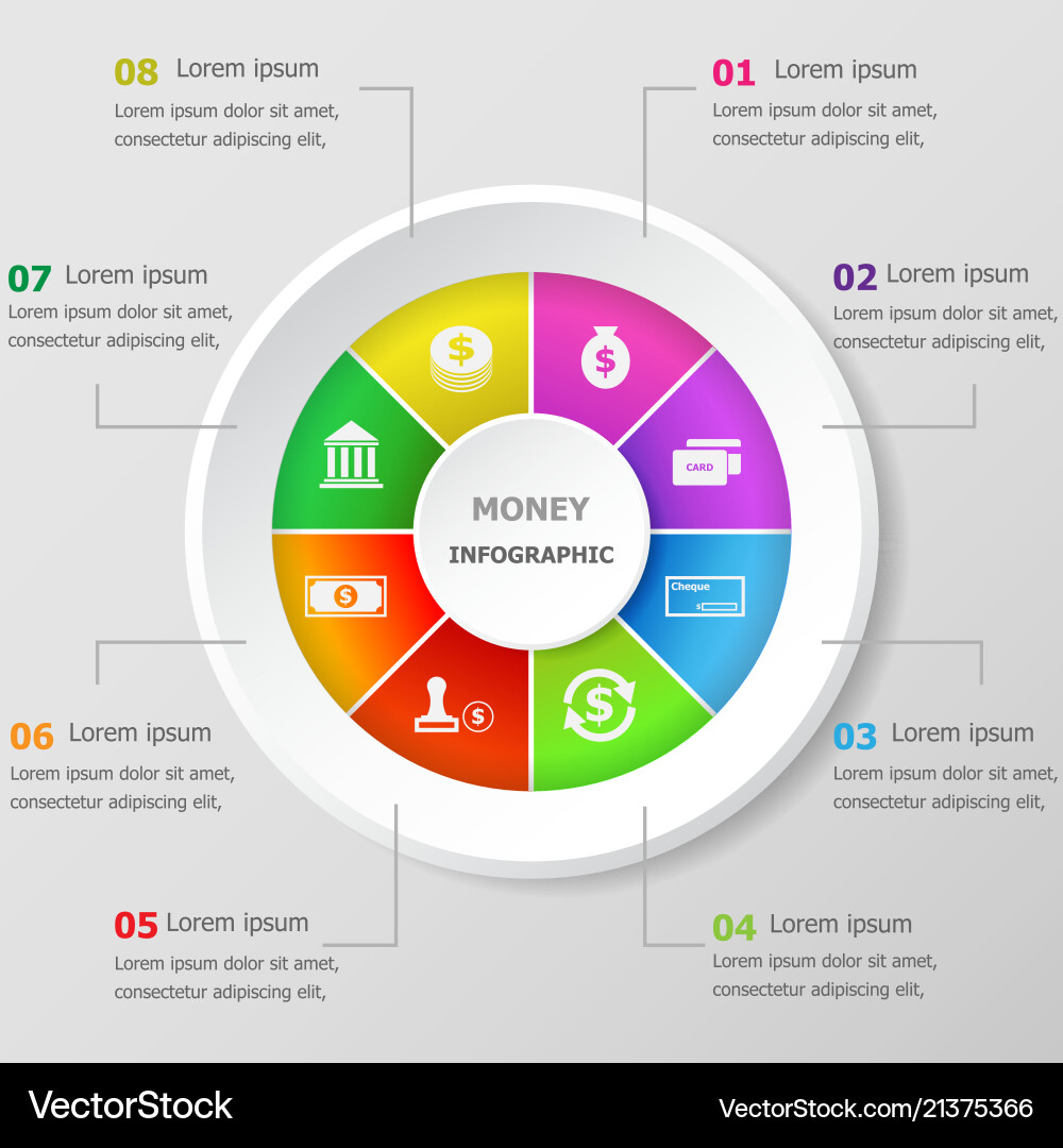 Infographic design template with money icons Vector Image