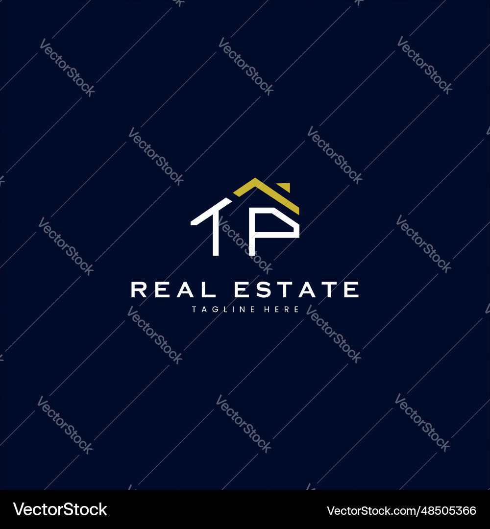 Modern tp letter real estate logo in linear style Vector Image