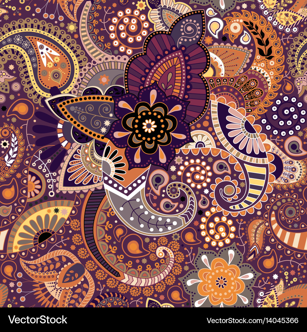 Paisley floral seamless pattern Royalty Free Vector Image