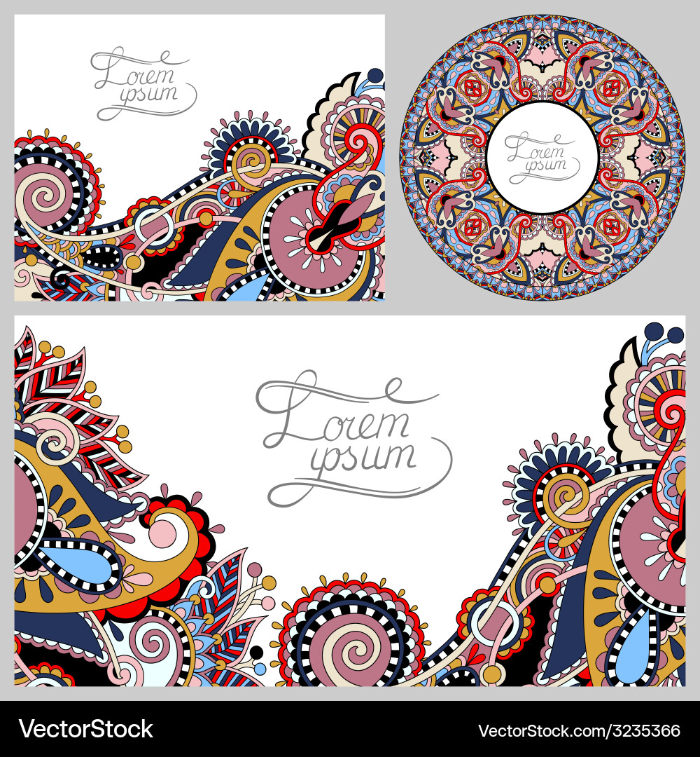 Set of floral decorative background template frame