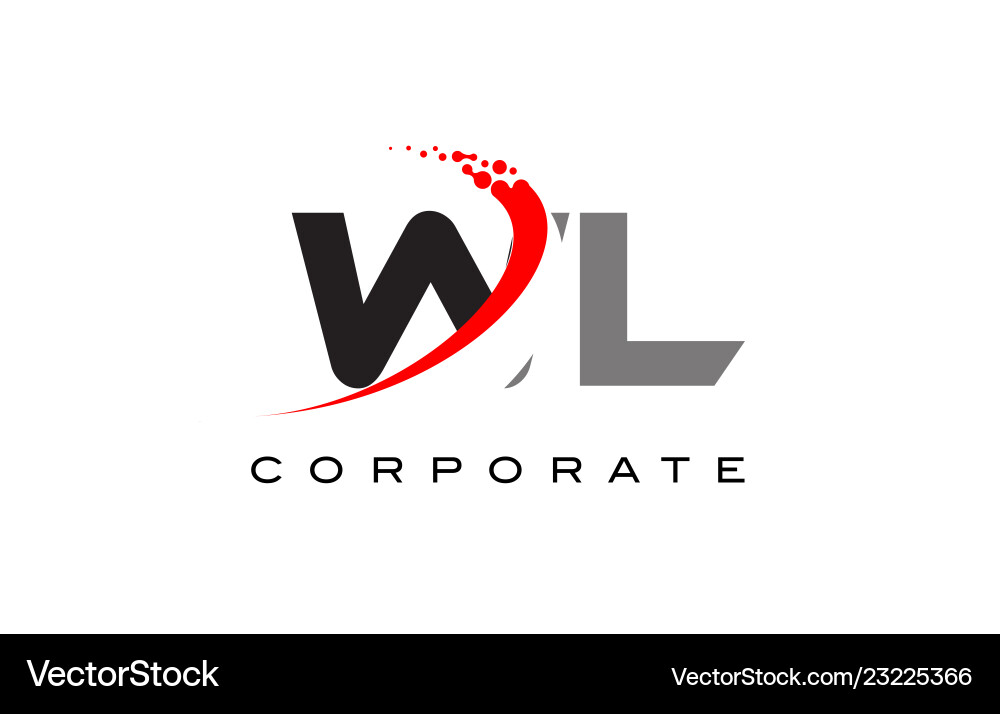 Wl modern letter logo design with swoosh Vector Image