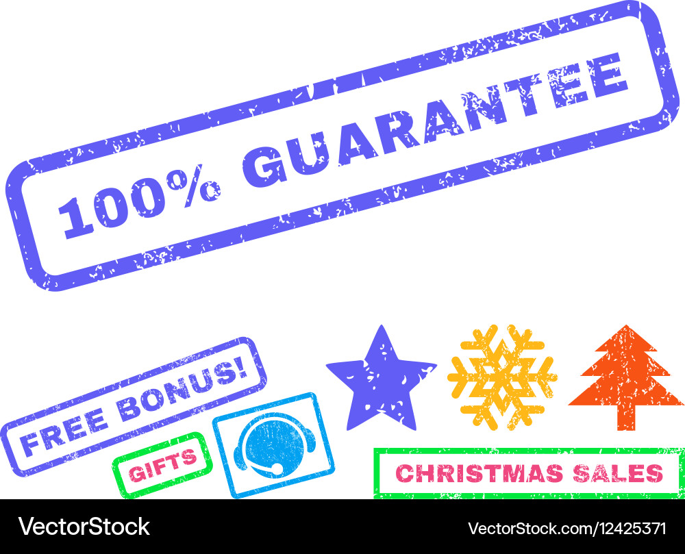 100 percent guarantee rubber stamp Royalty Free Vector Image