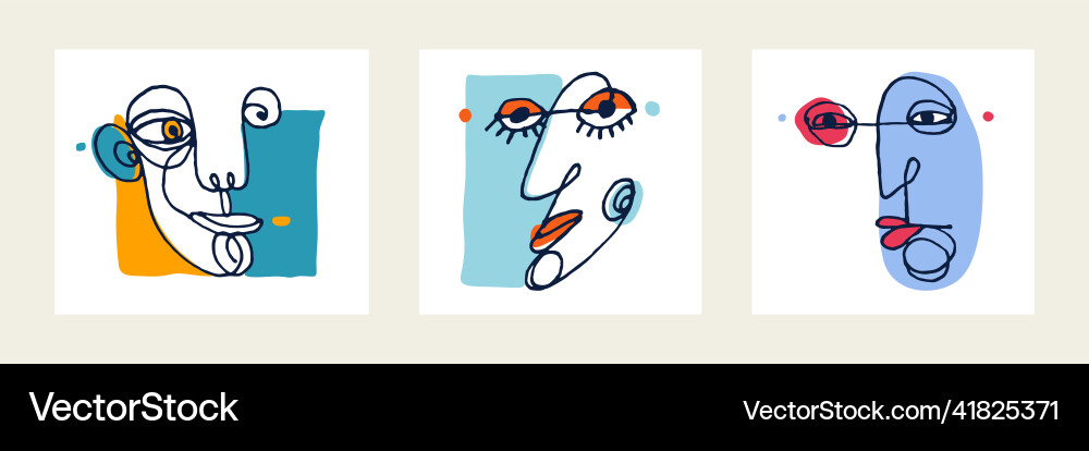 Abstract face portrait set abstraction art man Vector Image