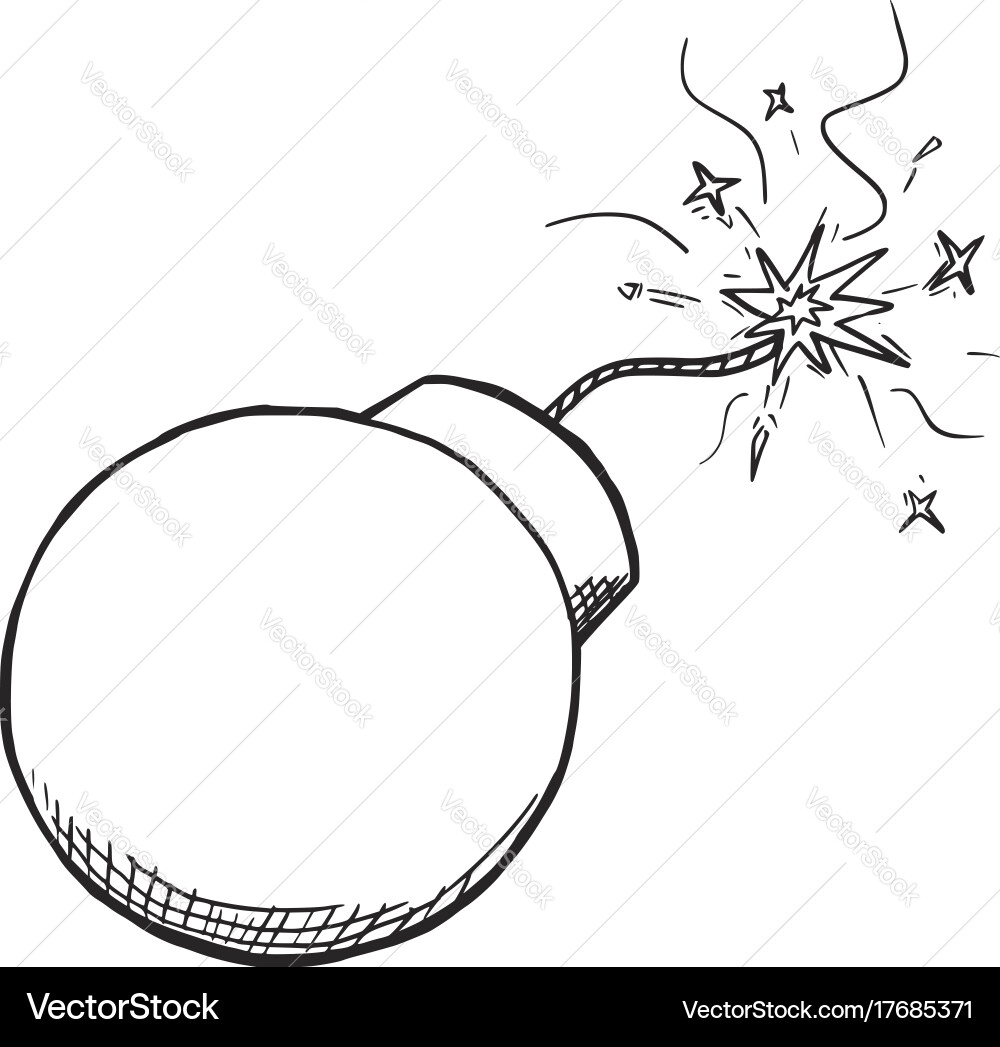 Cartoon bomb with fuse burning Royalty Free Vector Image