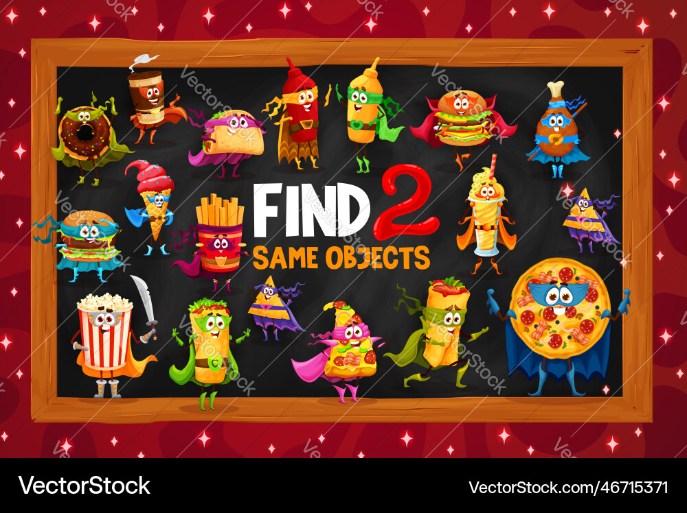 Find two same fast food meals superhero characters