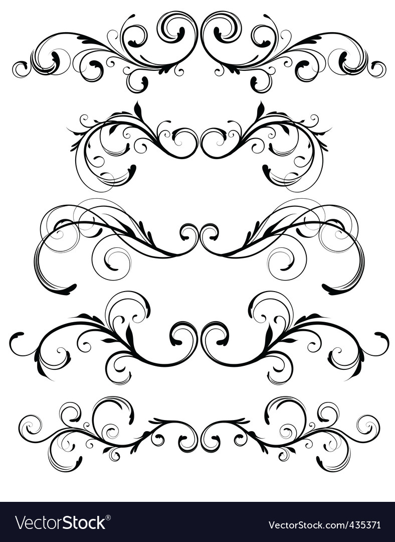 Floral decorative elements Royalty Free Vector Image