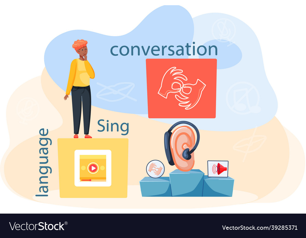 Learning languages online sign language teaching Vector Image
