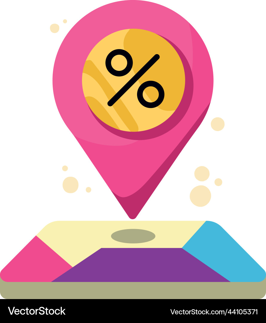 Percent symbol in pin location Royalty Free Vector Image