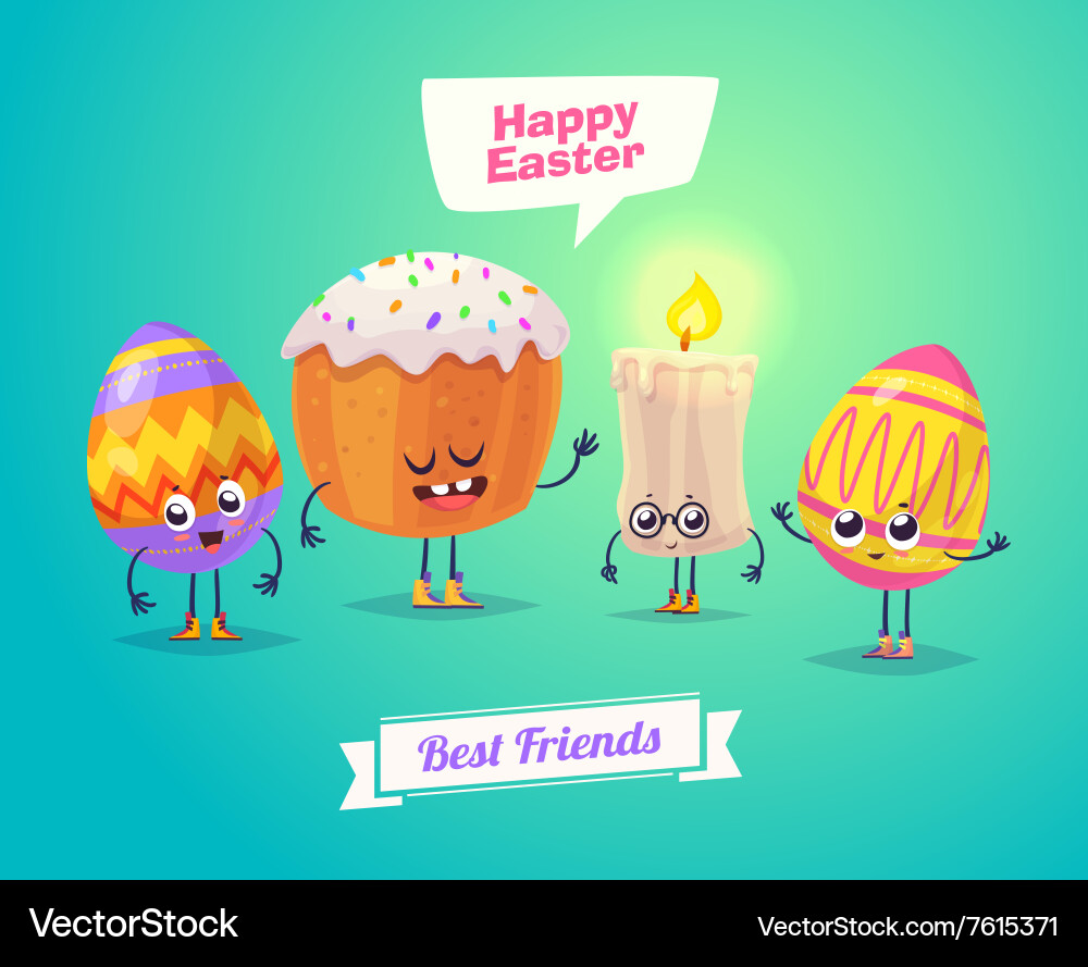 Set of easter characters cute cartoons Royalty Free Vector
