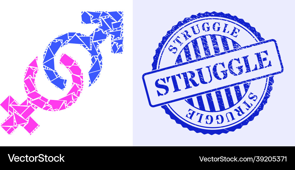 Spall mosaic gender confrontation symbol icon Vector Image