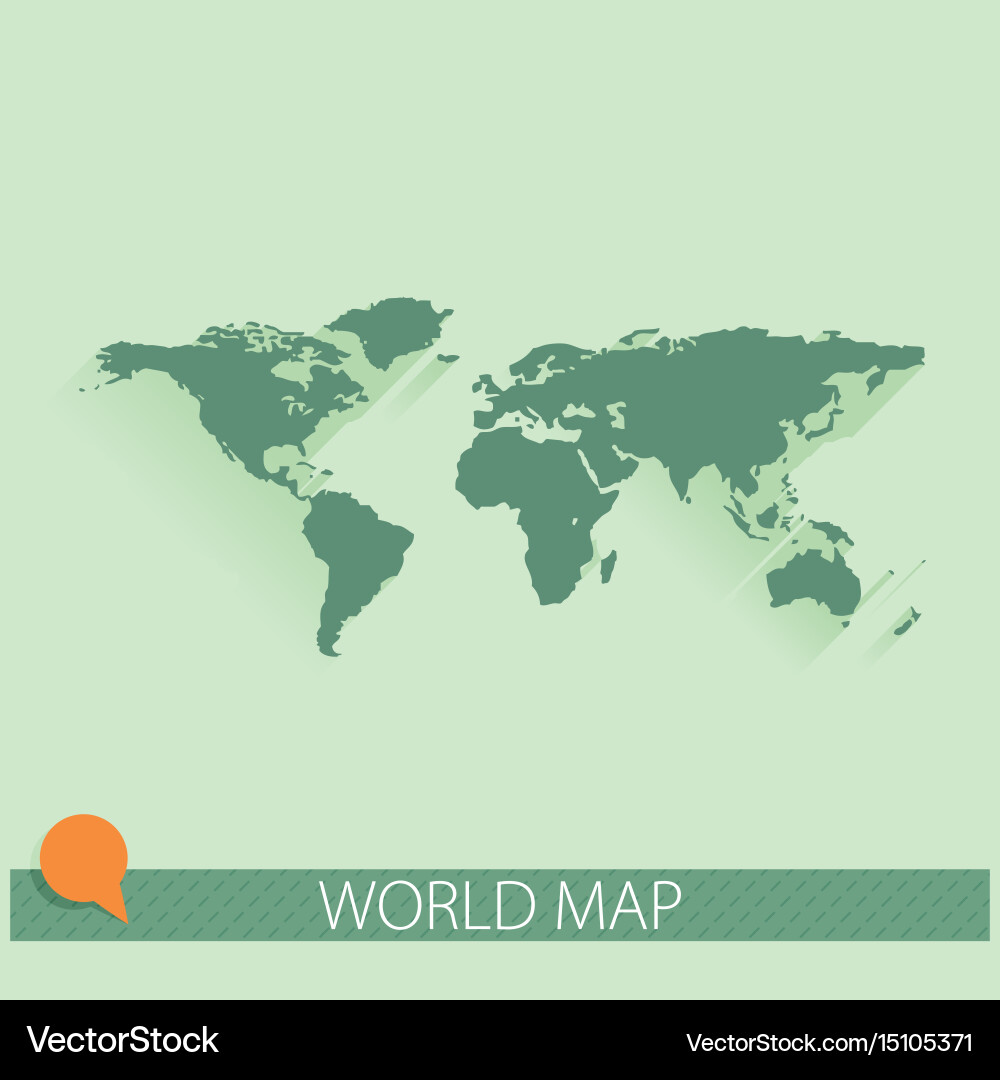 World map background with long shadow and flat Vector Image