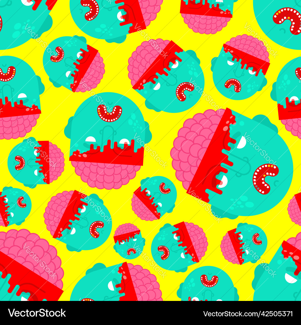 Zombie pattern seamless zombi head and brains Vector Image