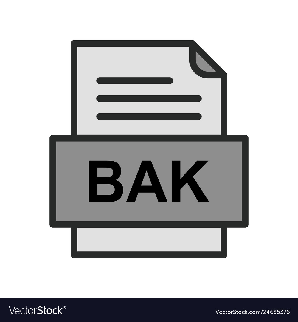 Bak file document icon Royalty Free Vector Image