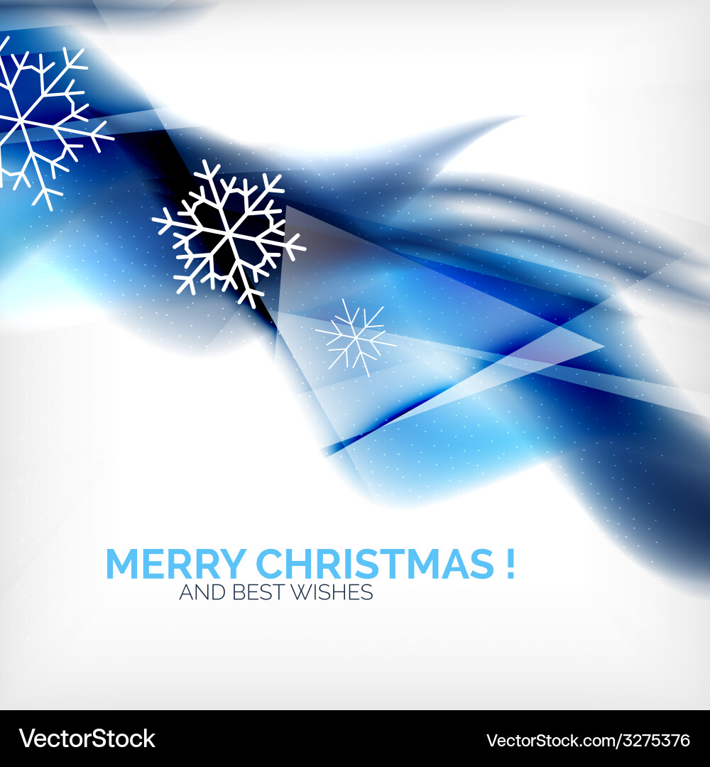Blue christmas blurred waves and snowflakes Vector Image