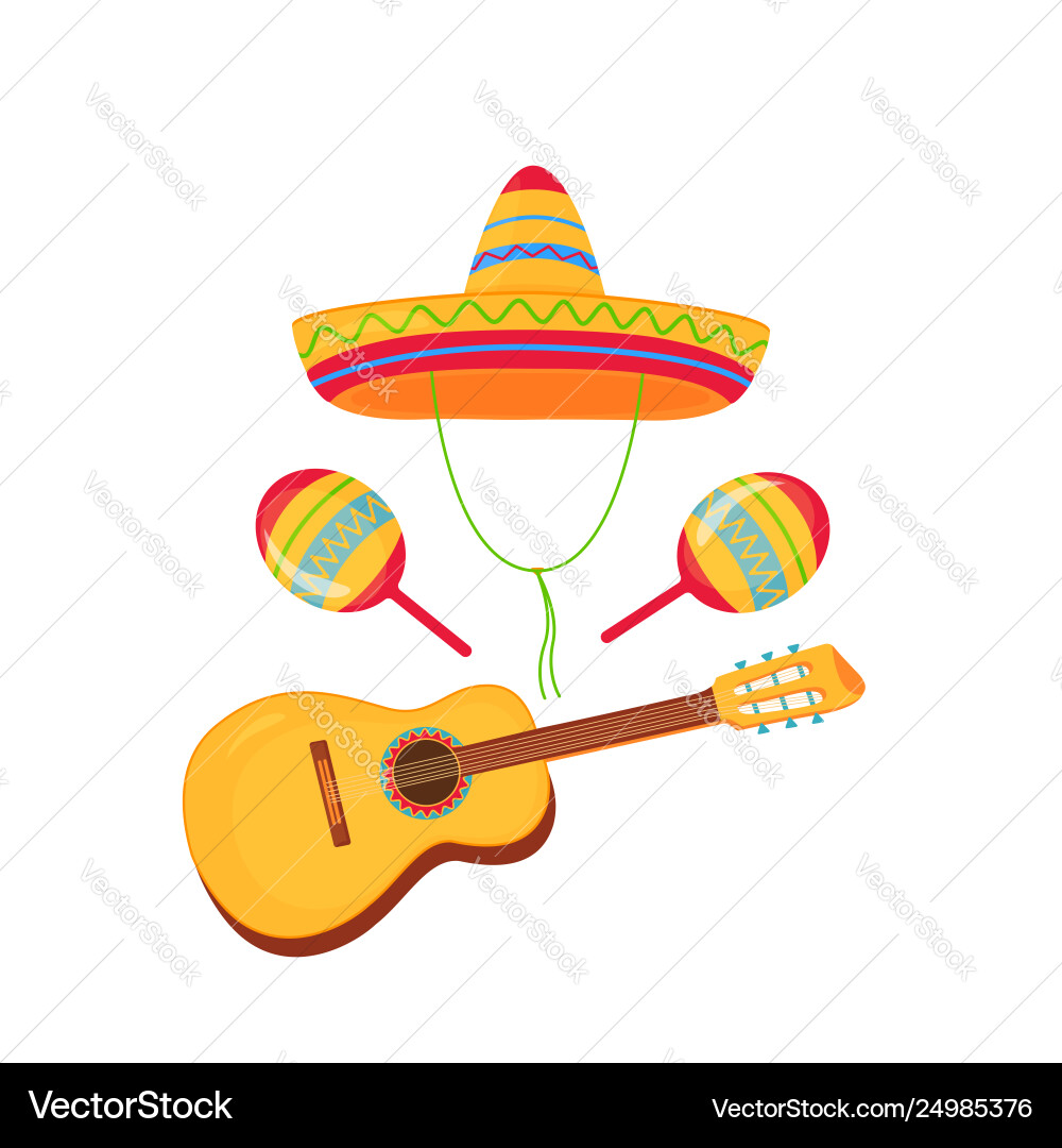 Cinco de mayo 5th may sombrero maracas Royalty Free Vector