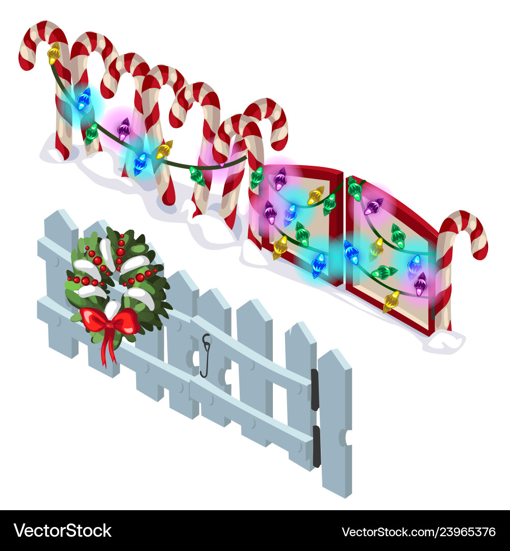 Element wooden fence and candy cane Royalty Free Vector