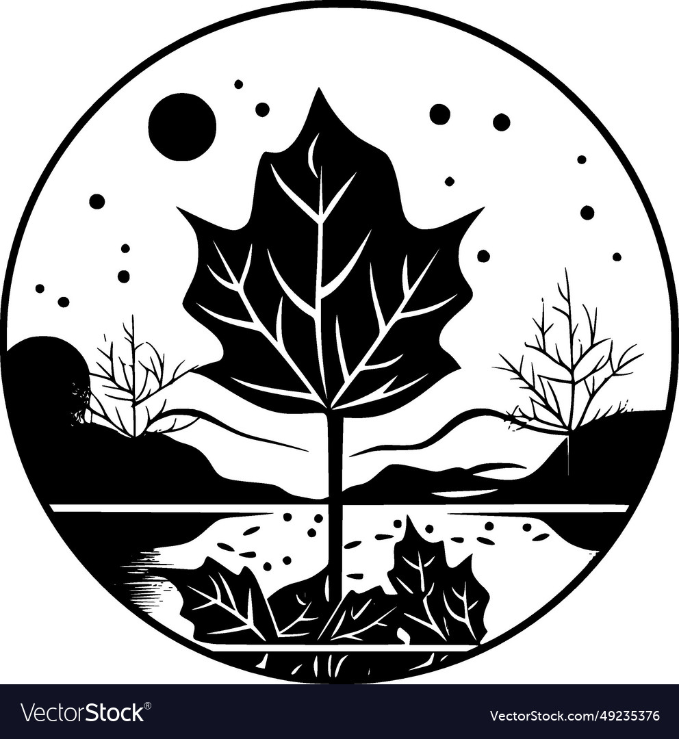 Fall - black and white isolated icon Royalty Free Vector