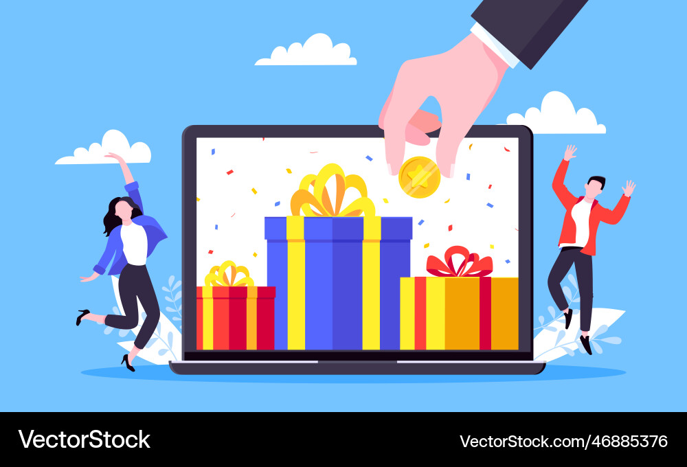 Get online reward and gifts earn loyalty program Vector Image