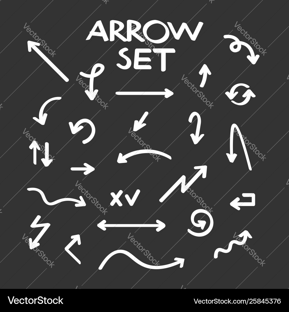 Hand drawn arrow collection sketched style stock Vector Image